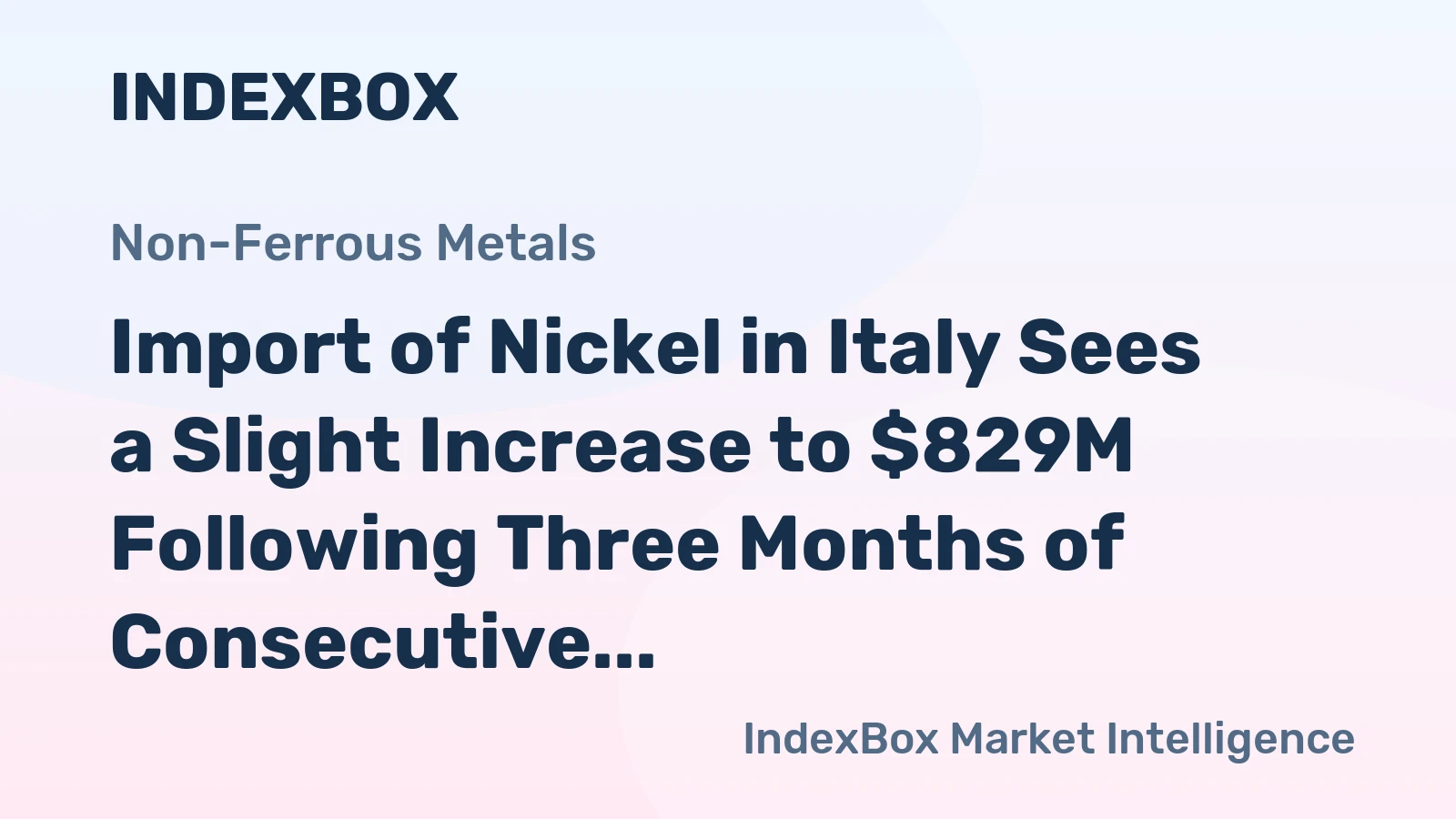 Import of Nickel in Italy Sees a Slight Increase to $829M Following Three Months of Consecutive Growth in 2023
