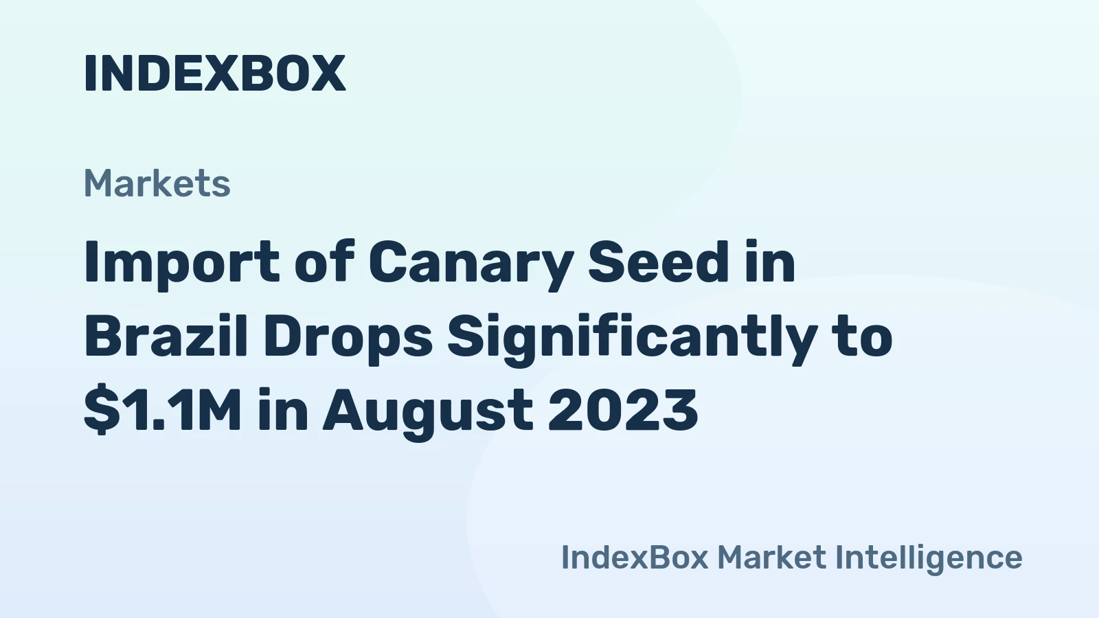 Import of Canary Seed in Brazil Drops Significantly to $1.1M in August 2023