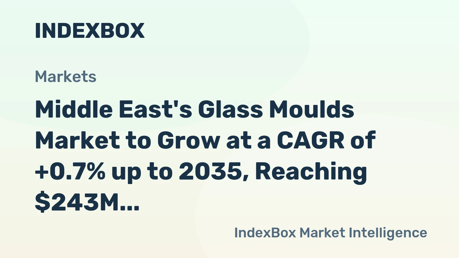 Middle East's Glass Moulds Market to Grow at a CAGR of +0.7% up to 2035, Reaching $243M in Value