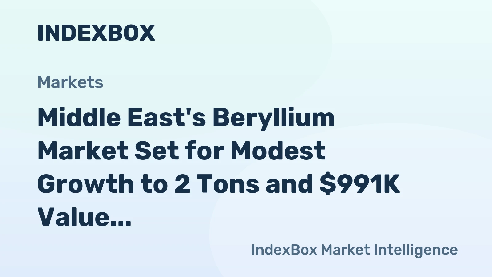 Middle East's Beryllium Market Set for Modest Growth to 2 Tons and $991K Value