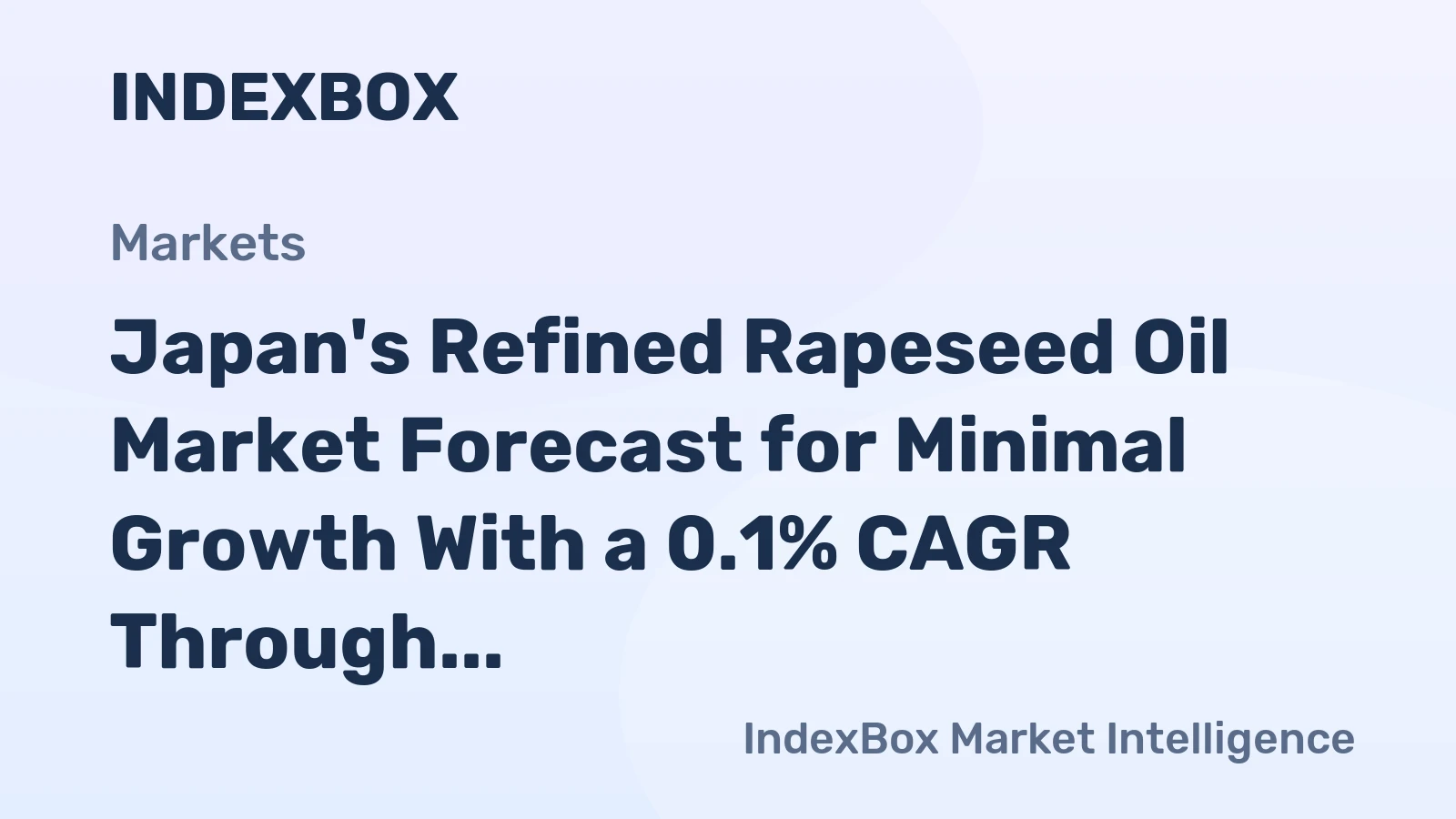 Japan's Refined Rapeseed Oil Market Forecast for Minimal Growth With a 0.1% CAGR Through 2035