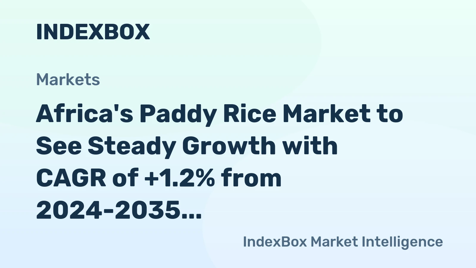 Africa's Paddy Rice Market to See Steady Growth with CAGR of +1.2% from 2024-2035
