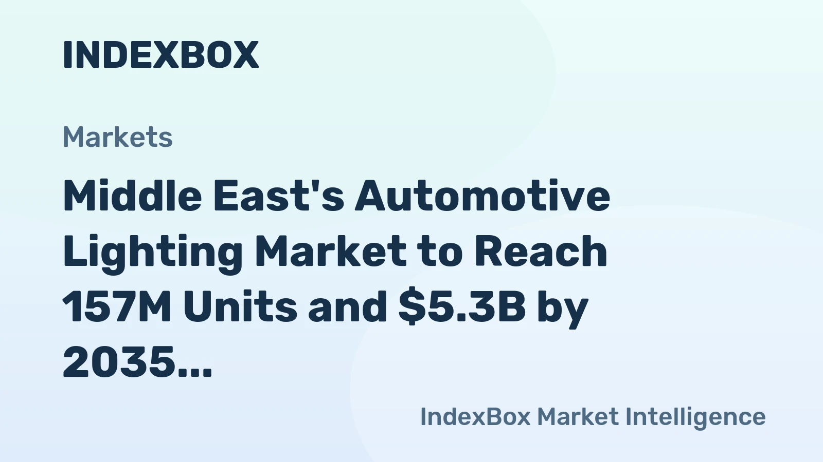 Middle East's Automotive Lighting Market to Reach 157M Units and $5.3B by 2035
