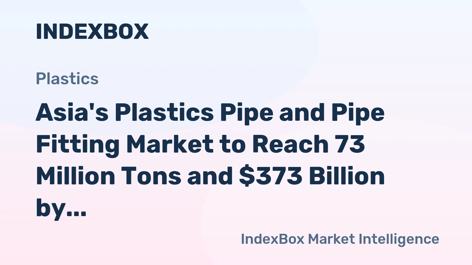 Asia's Plastics Pipe and Pipe Fitting Market to Reach 73 Million Tons and $373 Billion by 2035