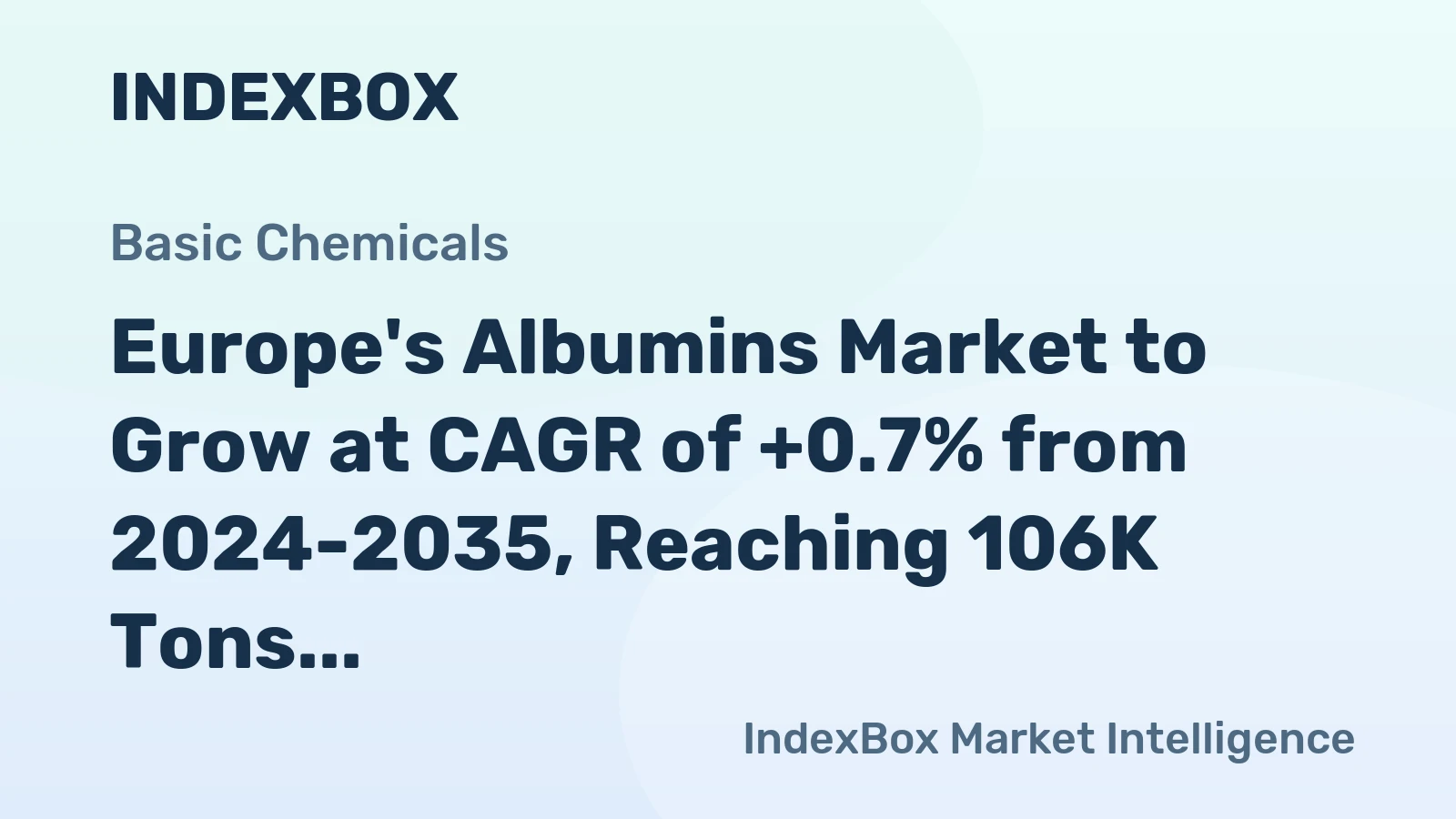 Europe's Albumins Market to Grow at CAGR of +0.7% from 2024-2035, Reaching 106K Tons