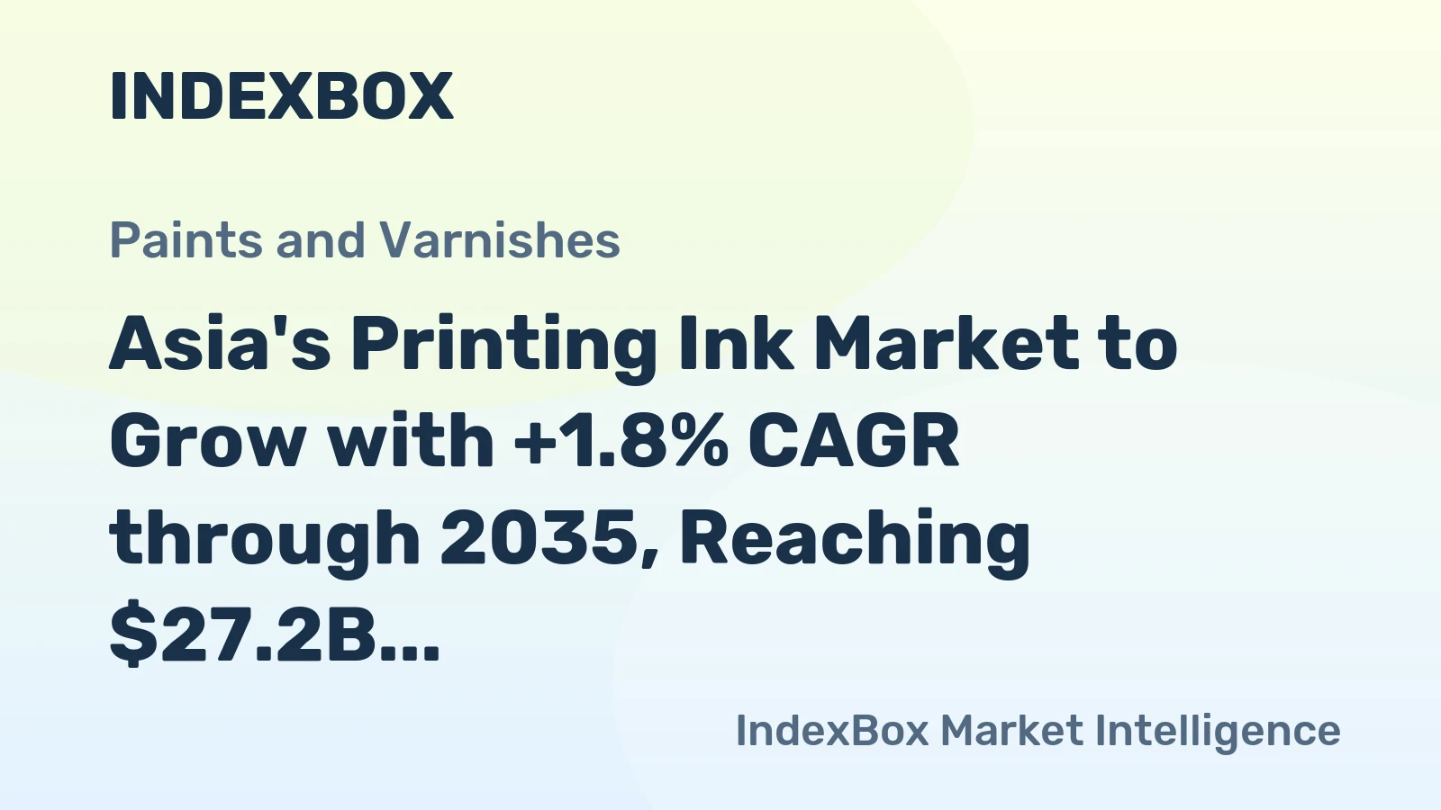 Asia's Printing Ink Market to Grow with +1.8% CAGR through 2035, Reaching $27.2B in Value