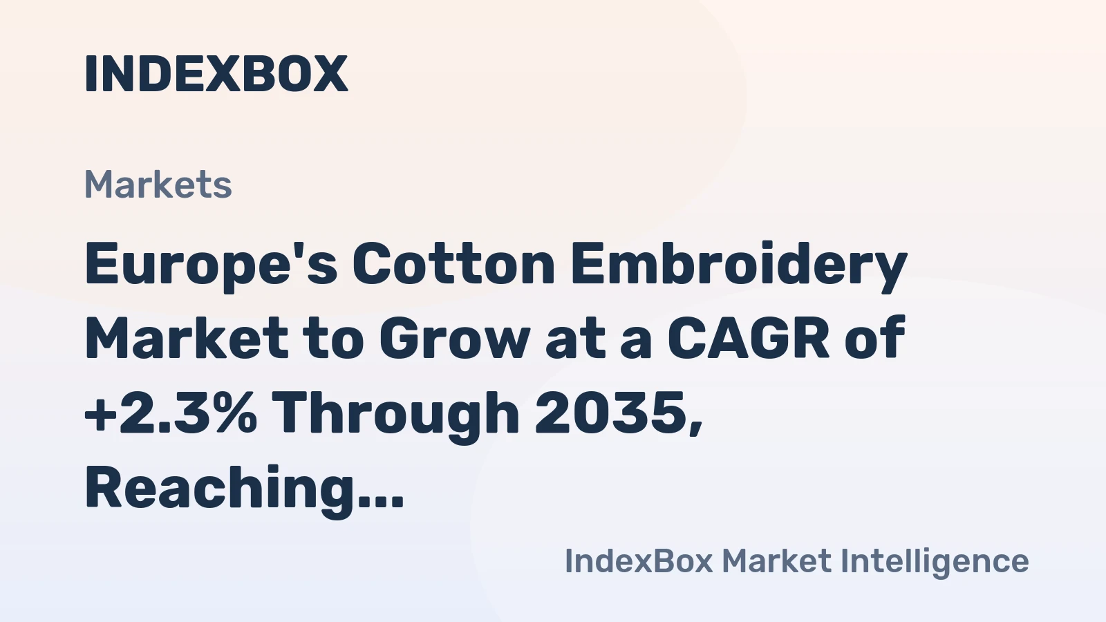 Europe's Cotton Embroidery Market to Grow at a CAGR of +2.3% Through 2035, Reaching $423M in Value