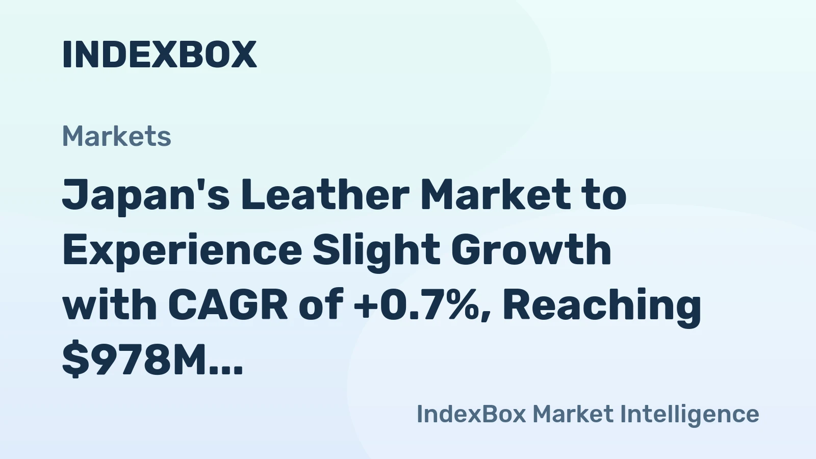 Japan's Leather Market to Experience Slight Growth with CAGR of +0.7%, Reaching $978M by 2035