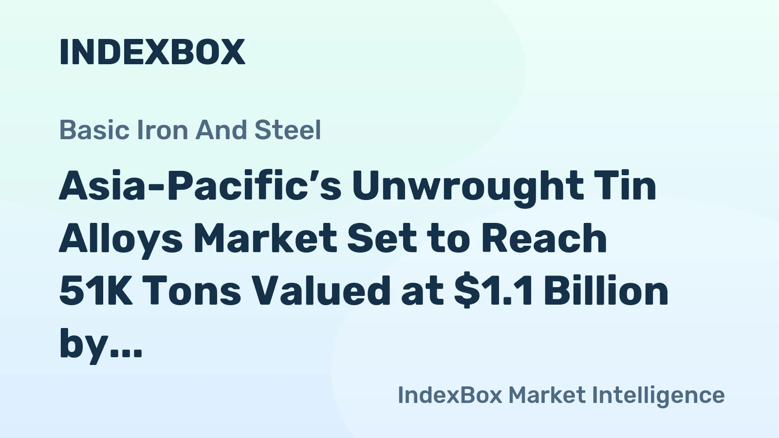 Asia-Pacific’s Unwrought Tin Alloys Market Set to Reach 51K Tons Valued at $1.1 Billion by 2035