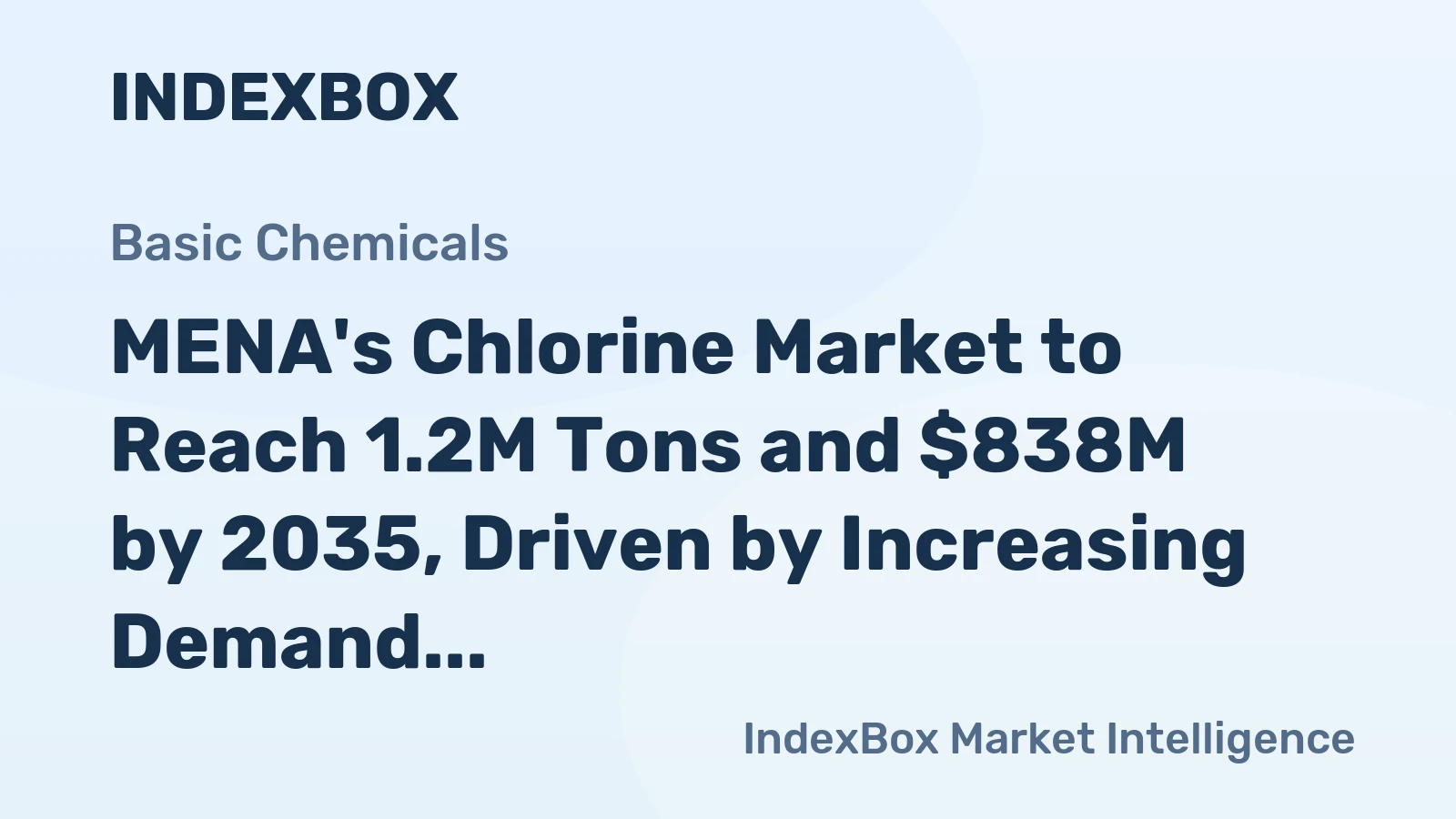 MENA's Chlorine Market to Reach 1.2M Tons and $838M by 2035, Driven by Increasing Demand