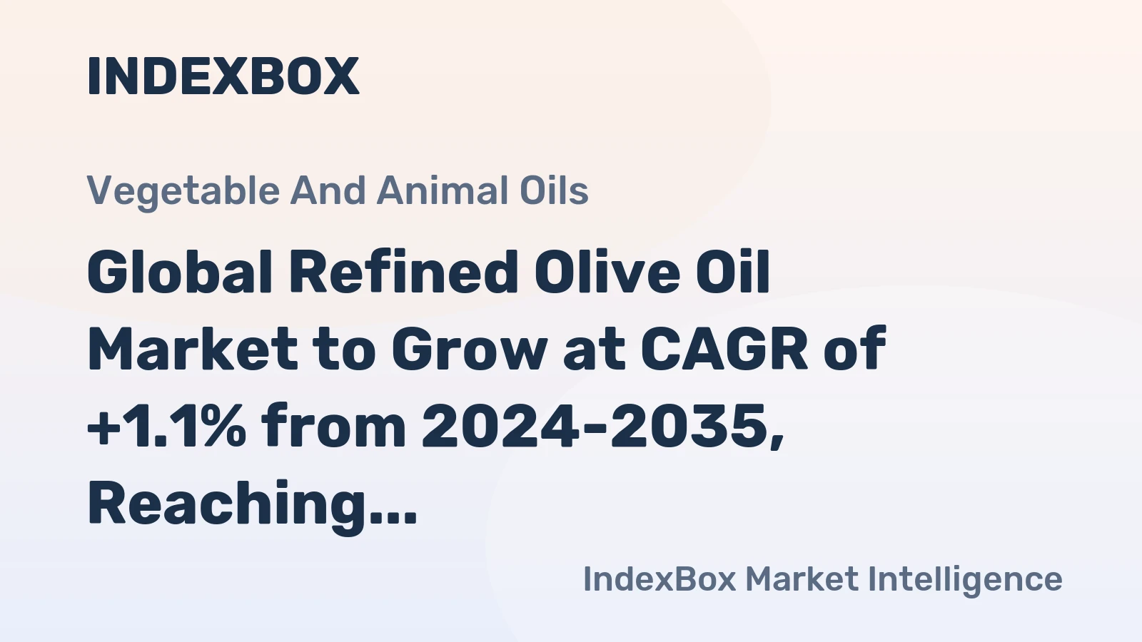 Global Refined Olive Oil Market to Grow at CAGR of +1.1% from 2024-2035, Reaching 9.9M Tons