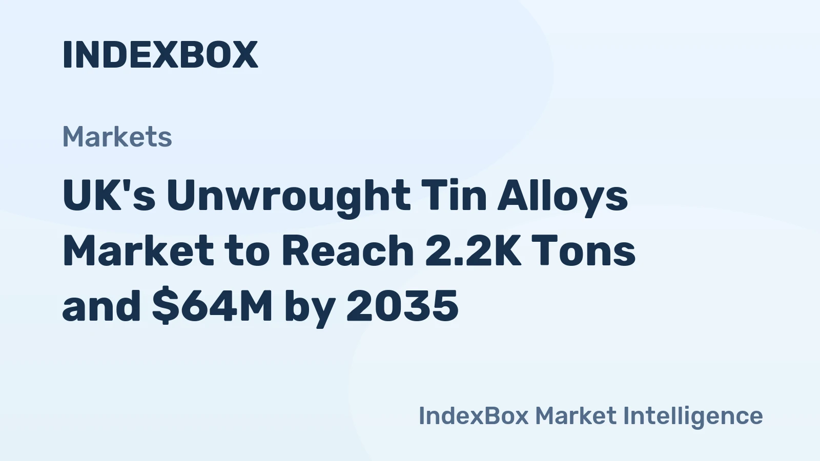 UK's Unwrought Tin Alloys Market to Reach 2.2K Tons and $64M by 2035