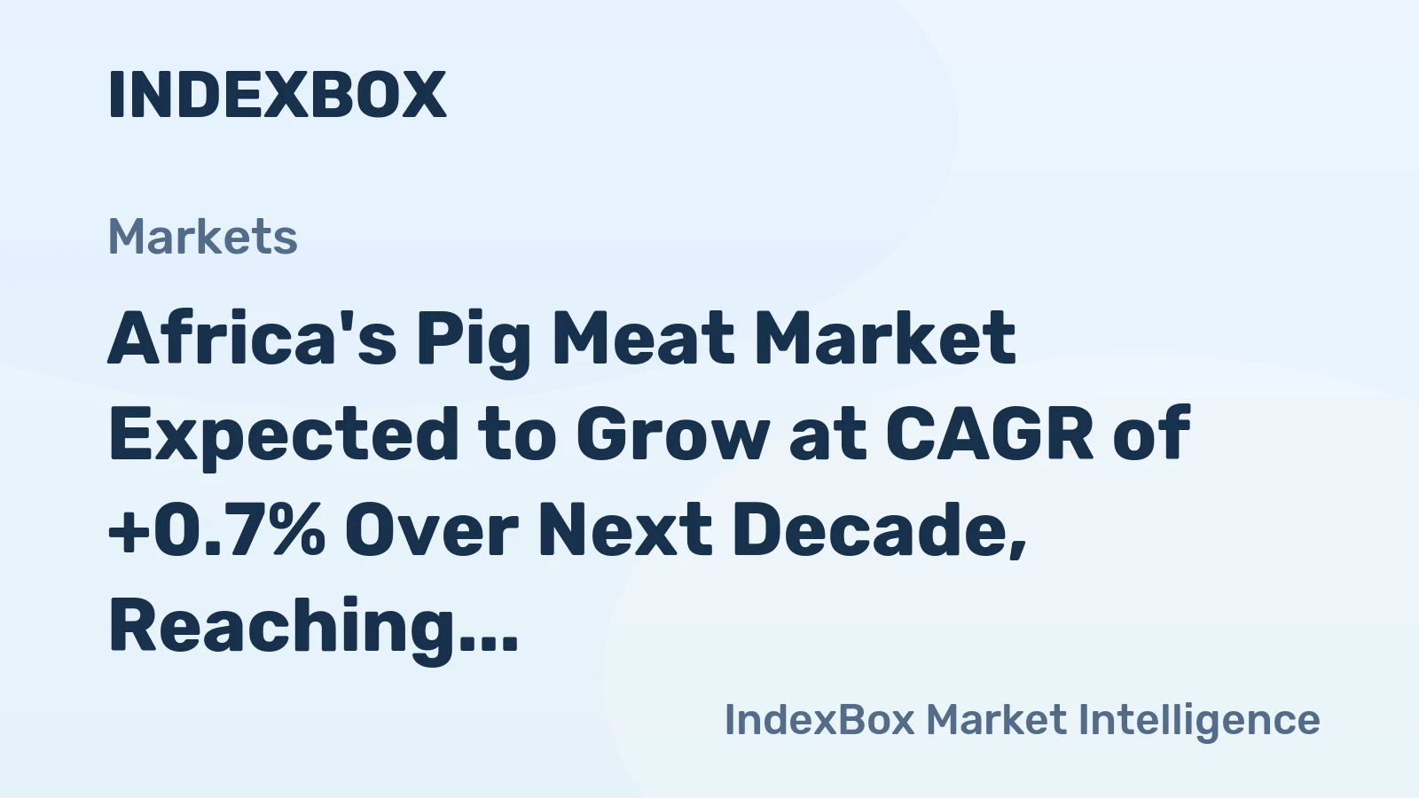 Africa's Pig Meat Market Expected to Grow at CAGR of +0.7% Over Next Decade, Reaching $17.5B by 2035