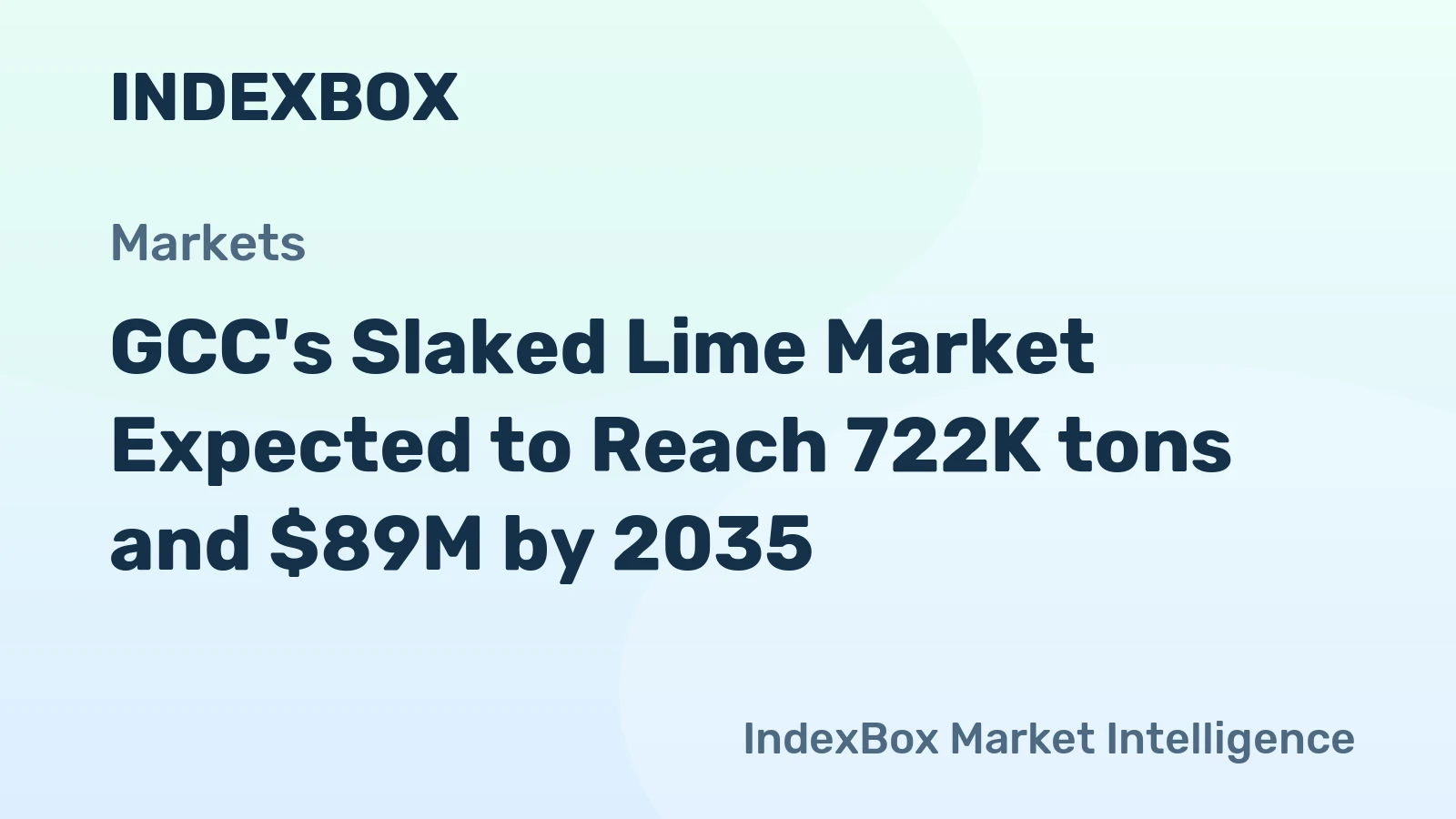 GCC's Slaked Lime Market Expected to Reach 722K tons and $89M by 2035