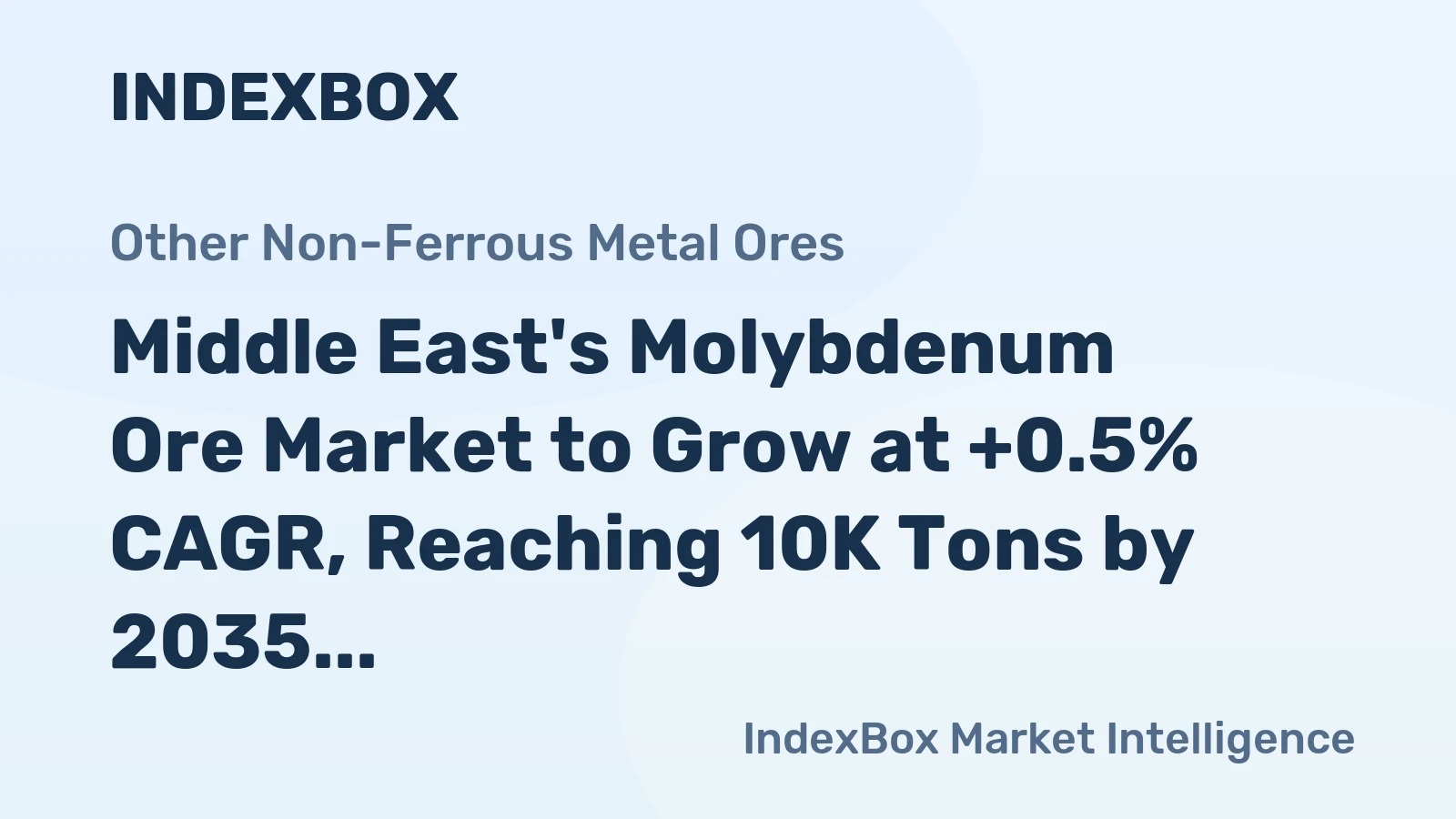 Middle East's Molybdenum Ore Market to Grow at +0.5% CAGR, Reaching 10K Tons by 2035