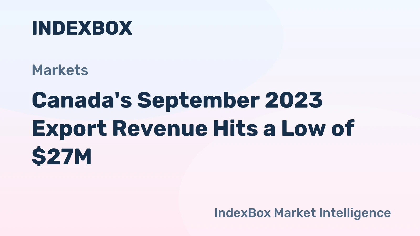 Canada's September 2023 Export Revenue Hits a Low of $27M