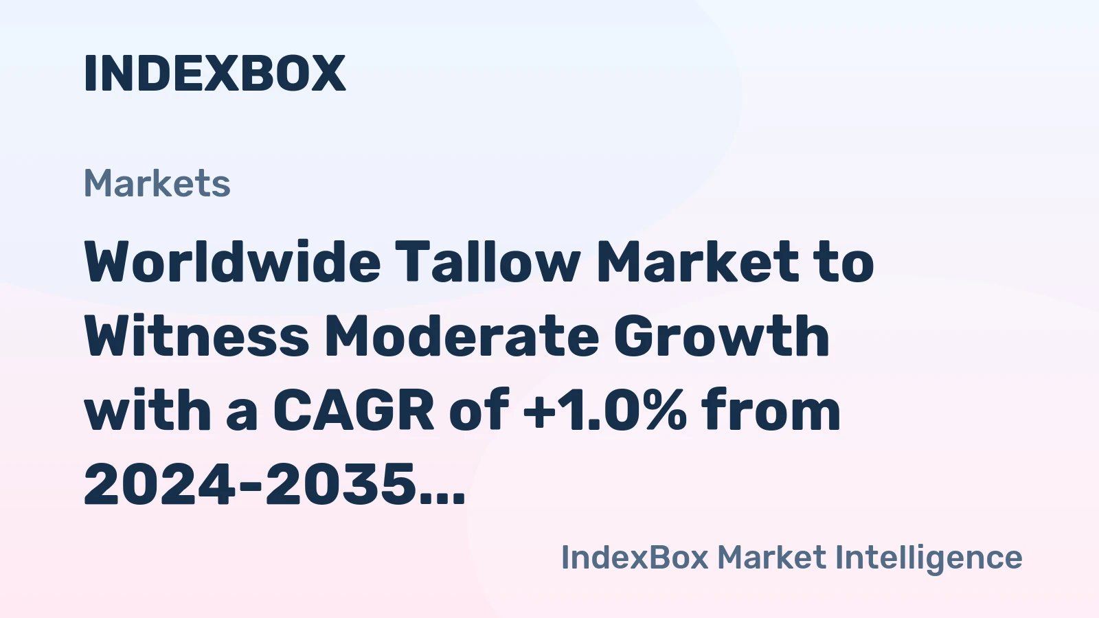 Worldwide Tallow Market to Witness Moderate Growth with a CAGR of +1.0% from 2024-2035