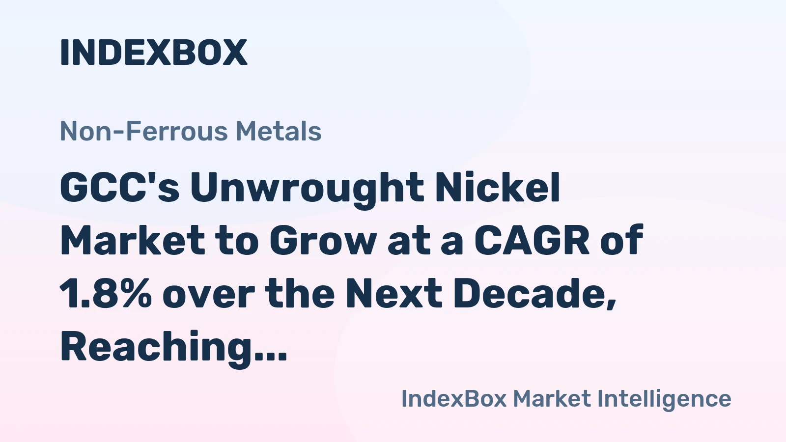 GCC's Unwrought Nickel Market to Grow at a CAGR of 1.8% over the Next Decade, Reaching $1.6B by 2035
