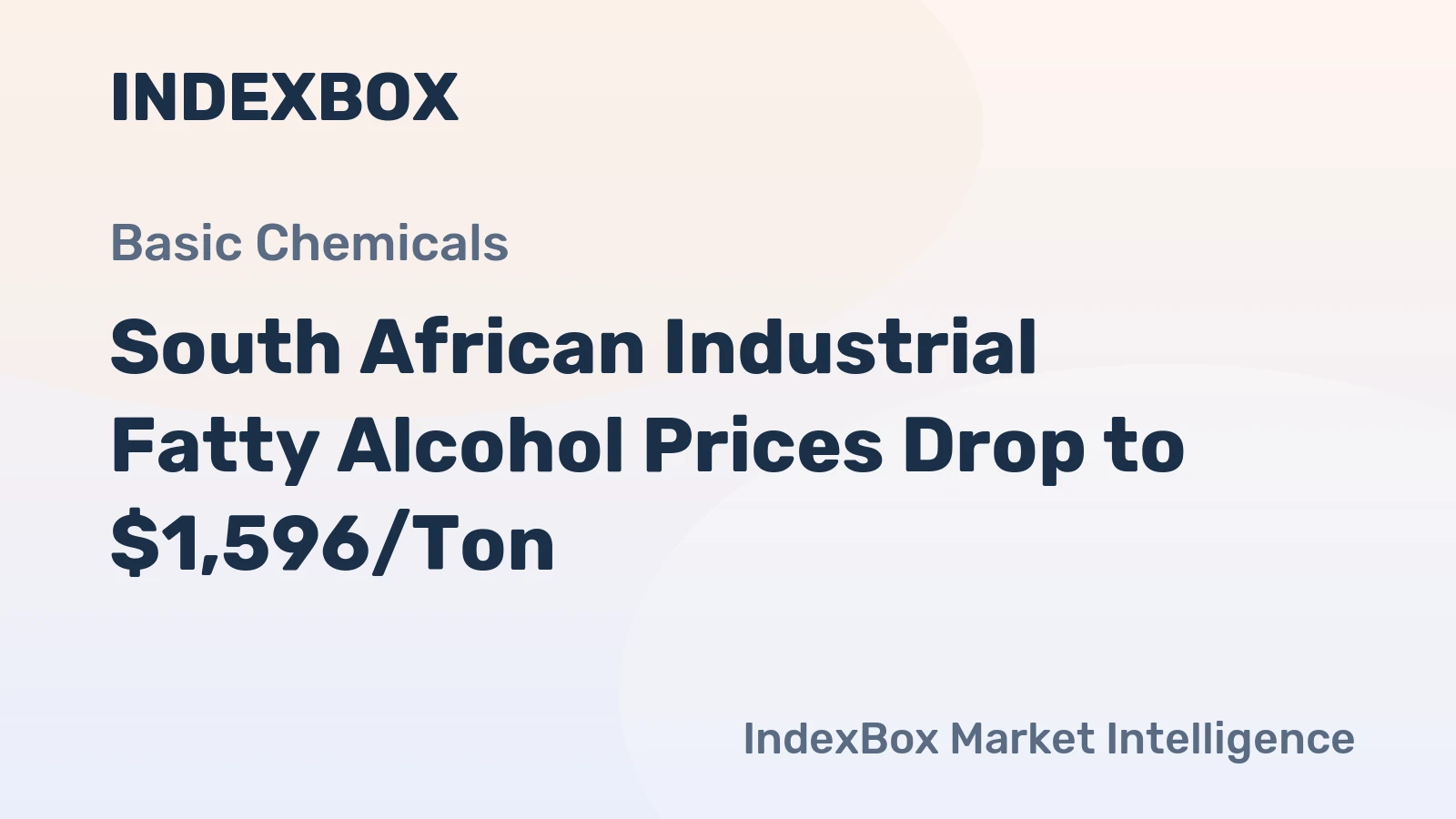 South African Industrial Fatty Alcohol Prices Drop to $1,596/Ton