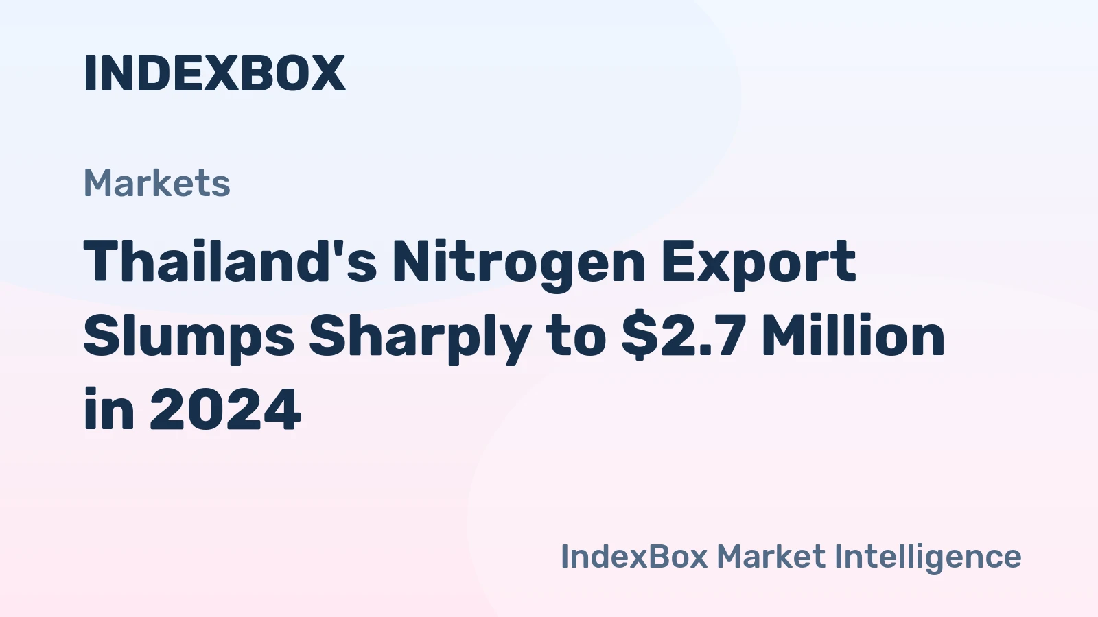 Thailand's Nitrogen Export Slumps Sharply to $2.7 Million in 2024