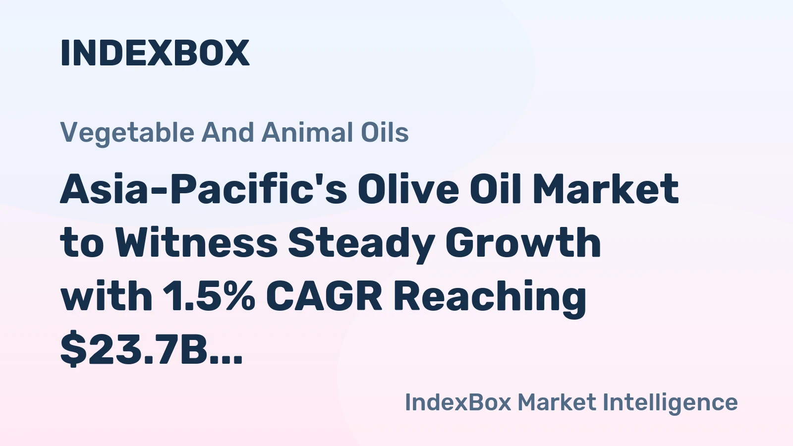 Asia-Pacific's Olive Oil Market to Witness Steady Growth with 1.5% CAGR Reaching $23.7B by 2035