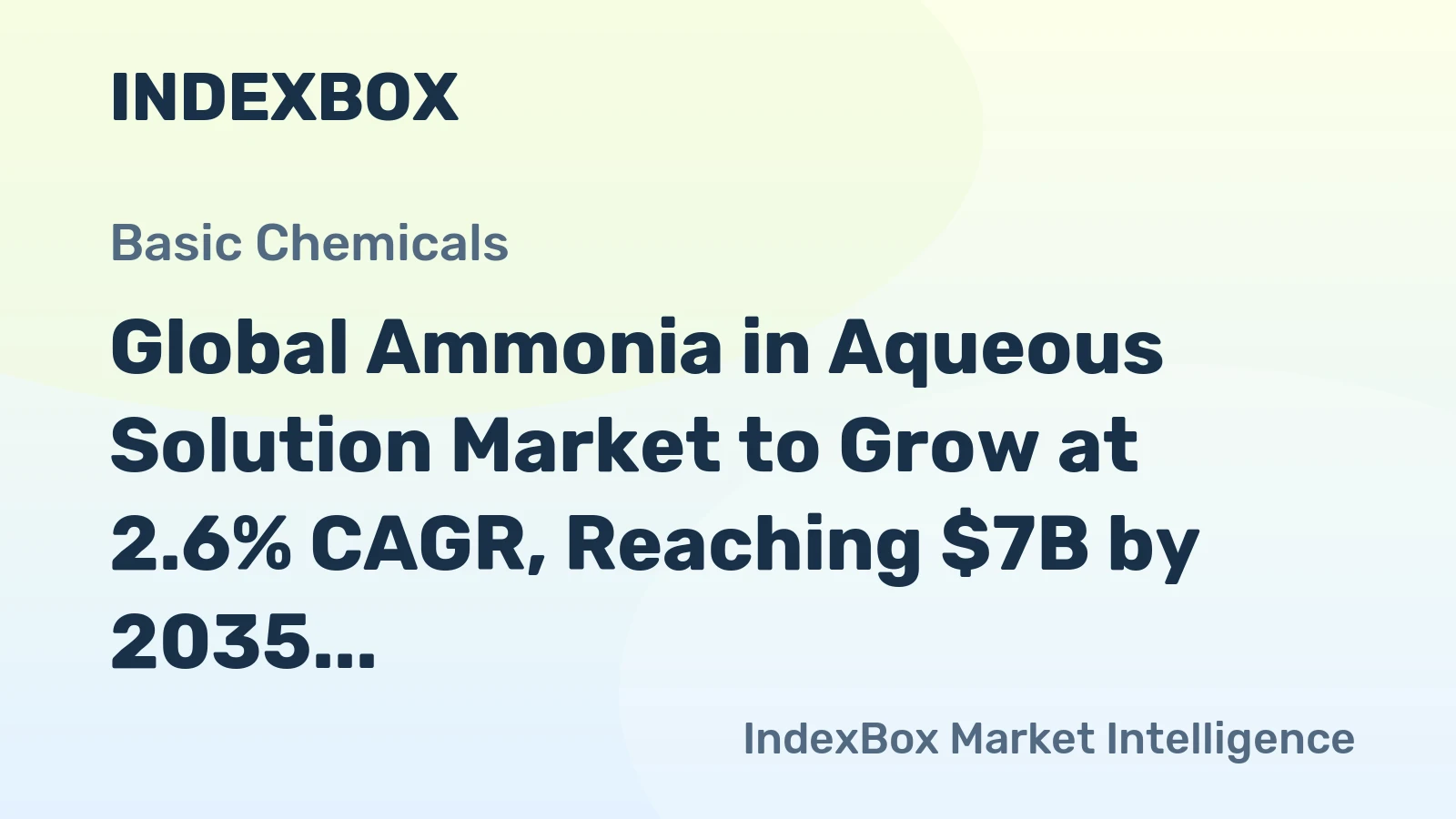 Global Ammonia in Aqueous Solution Market to Grow at 2.6% CAGR, Reaching $7B by 2035