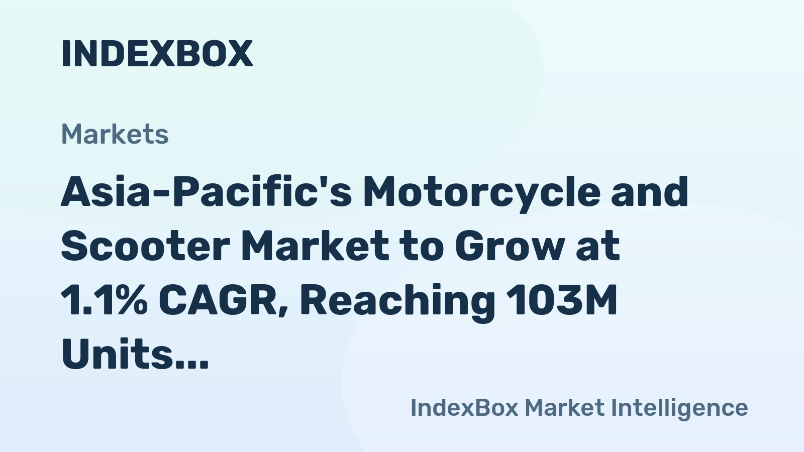 Asia-Pacific's Motorcycle and Scooter Market to Grow at 1.1% CAGR, Reaching 103M Units by 2035