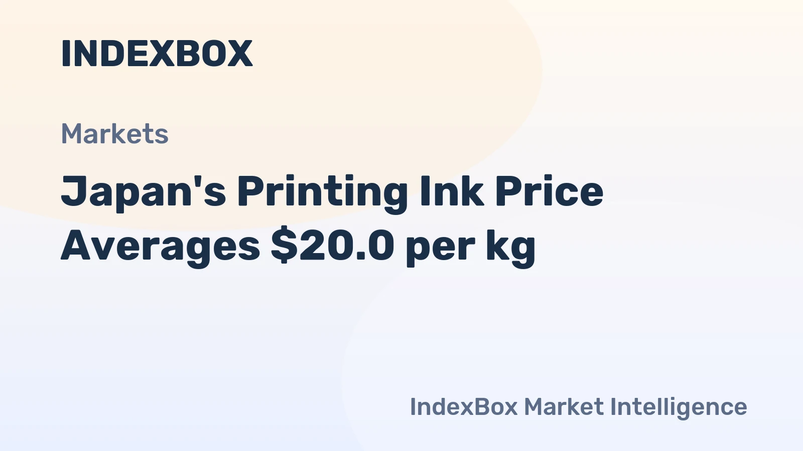 Japan's Printing Ink Price Averages $20.0 per kg