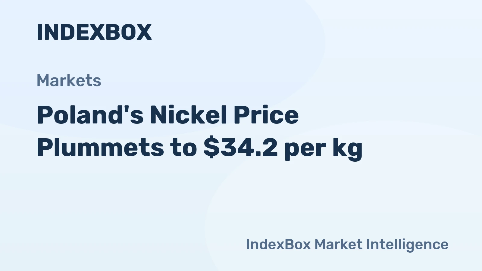 Poland's Nickel Price Plummets to $34.2 per kg