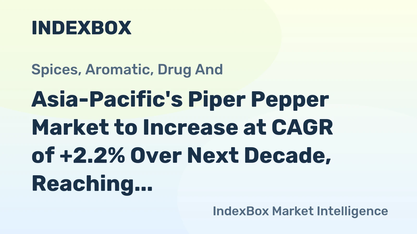 Asia-Pacific's Piper Pepper Market to Increase at CAGR of +2.2% Over Next Decade, Reaching $2.8B Value by 2035