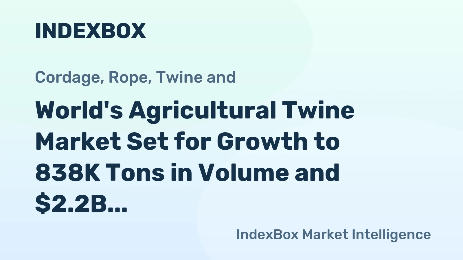 World's Agricultural Twine Market Set for Growth to 838K Tons in Volume and $2.2B in Value