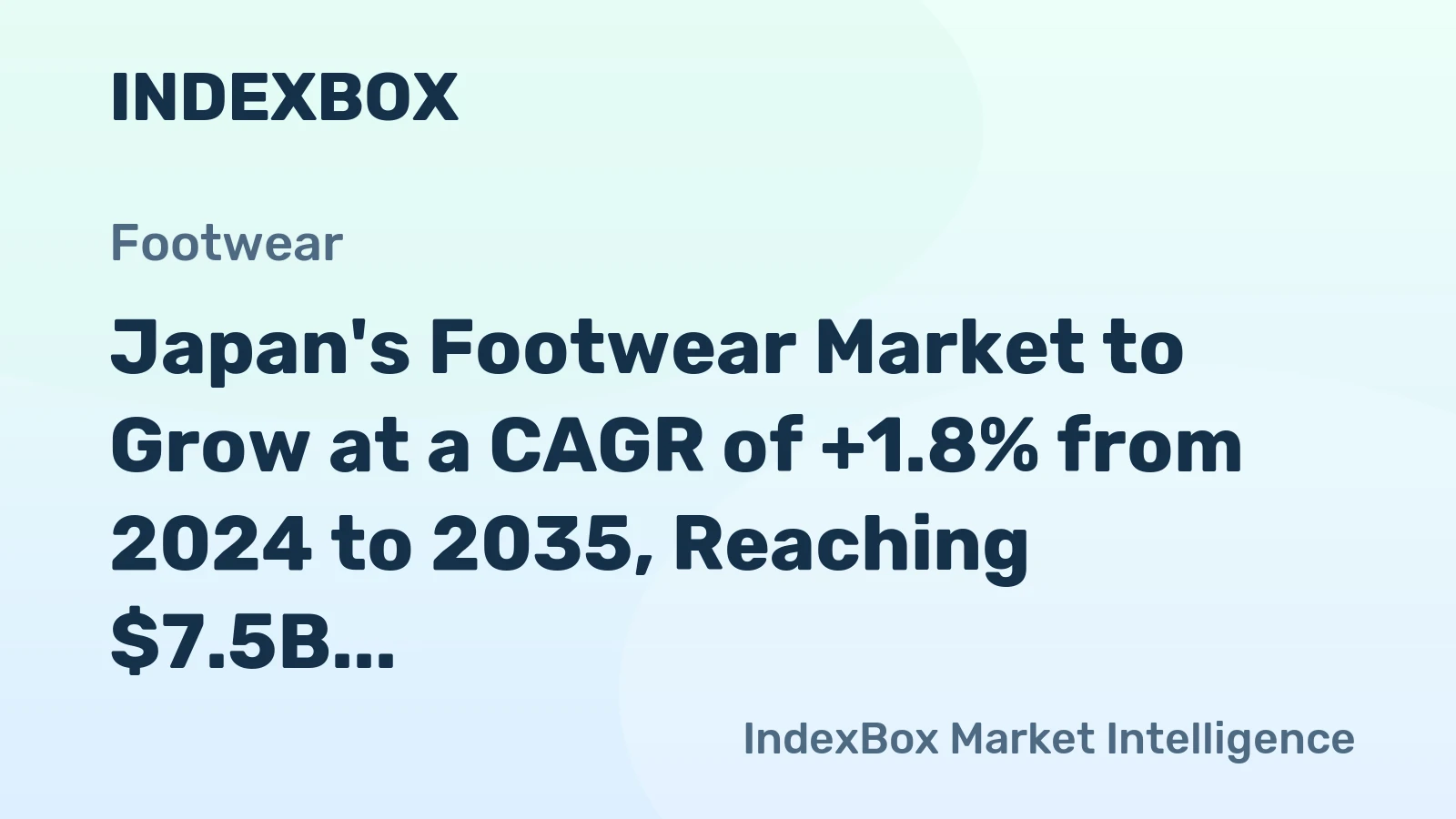 Japan's Footwear Market to Grow at a CAGR of +1.8% from 2024 to 2035, Reaching $7.5B by 2035