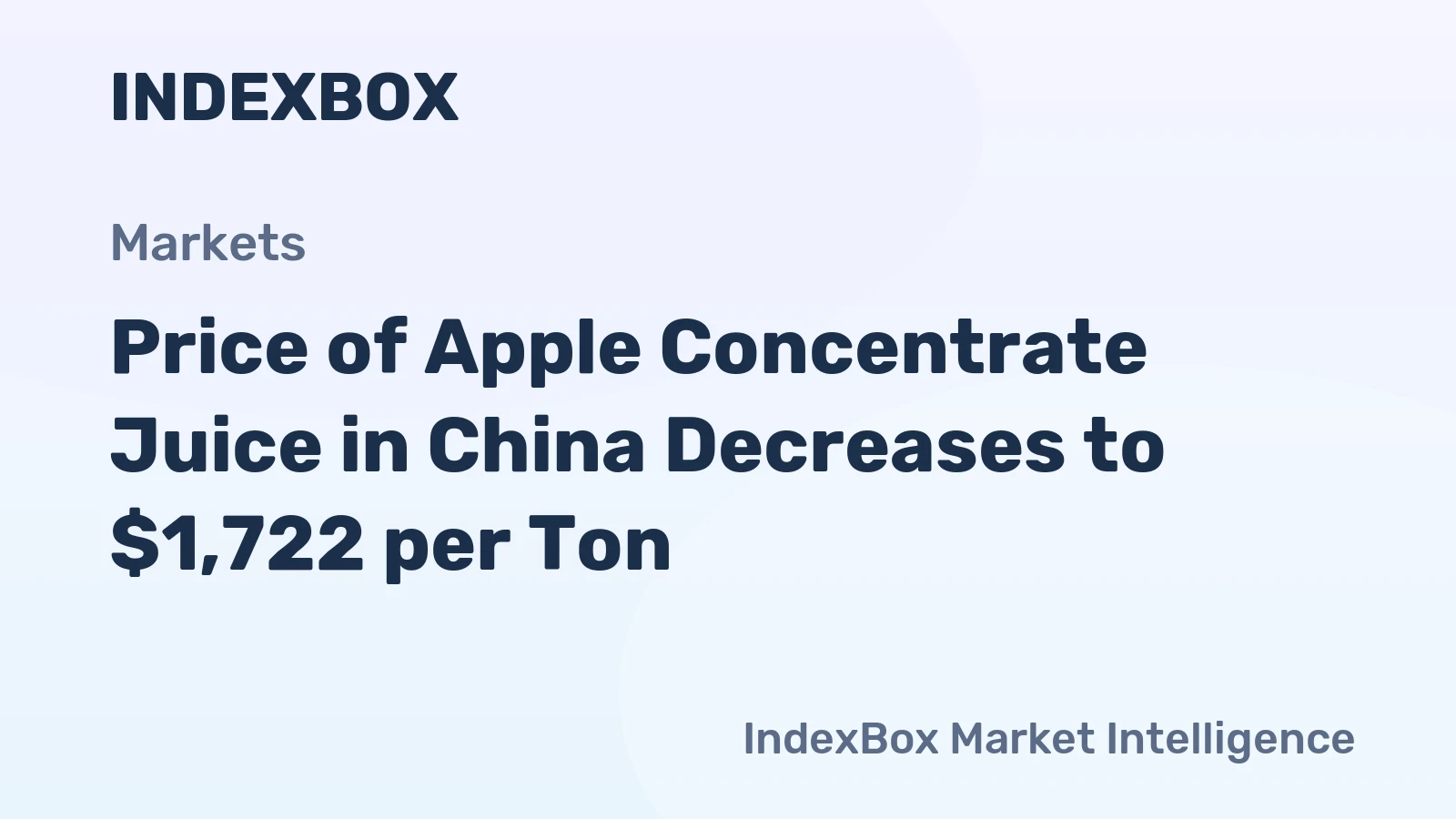 Price of Apple Concentrate Juice in China Decreases to $1,722 per Ton