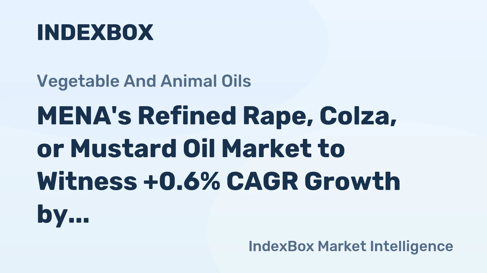 MENA's Refined Rape, Colza, or Mustard Oil Market to Witness +0.6% CAGR Growth by 2035