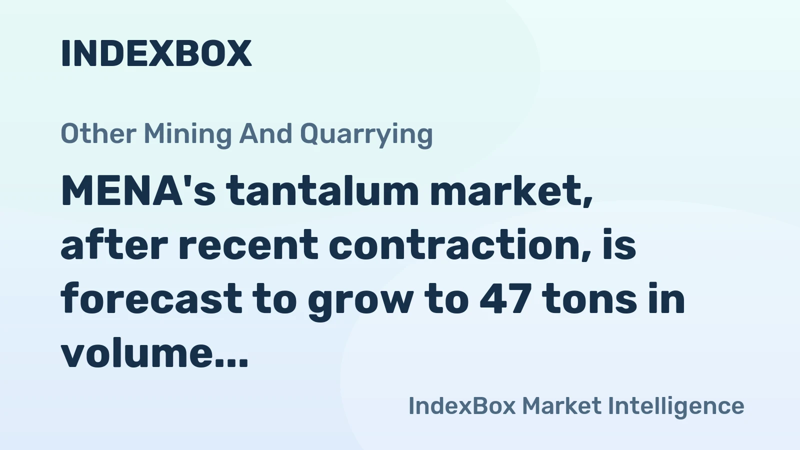 MENA's tantalum market, after recent contraction, is forecast to grow to 47 tons in volume and $25M in value by 2035.