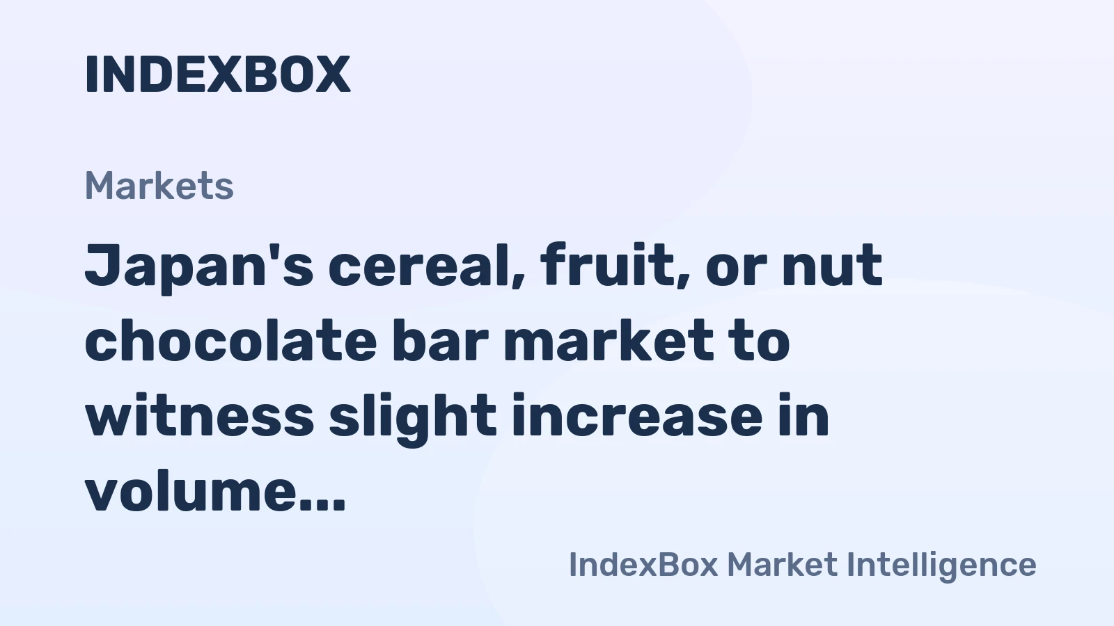 Japan's cereal, fruit, or nut chocolate bar market to witness slight increase in volume and value over next decade