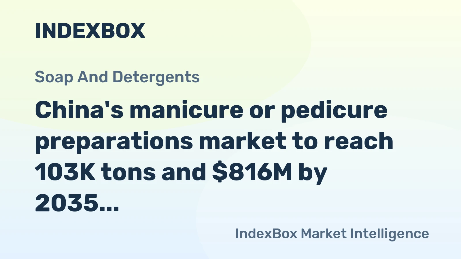 China's manicure or pedicure preparations market to reach 103K tons and $816M by 2035, continuing its steady growth trend.