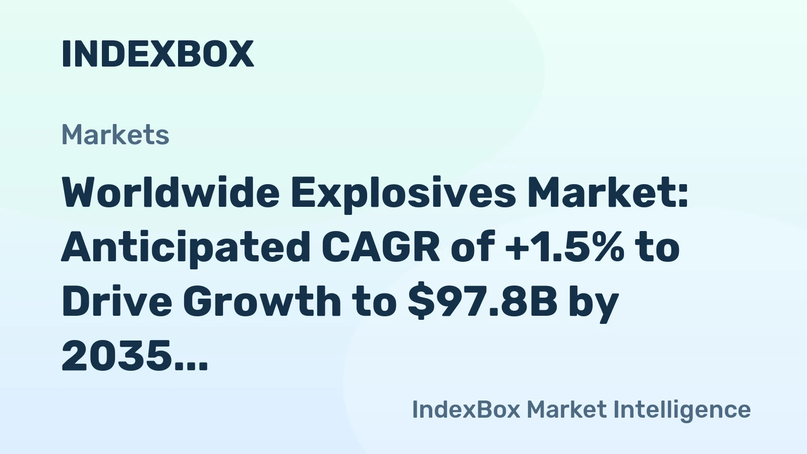 Worldwide Explosives Market: Anticipated CAGR of +1.5% to Drive Growth to $97.8B by 2035