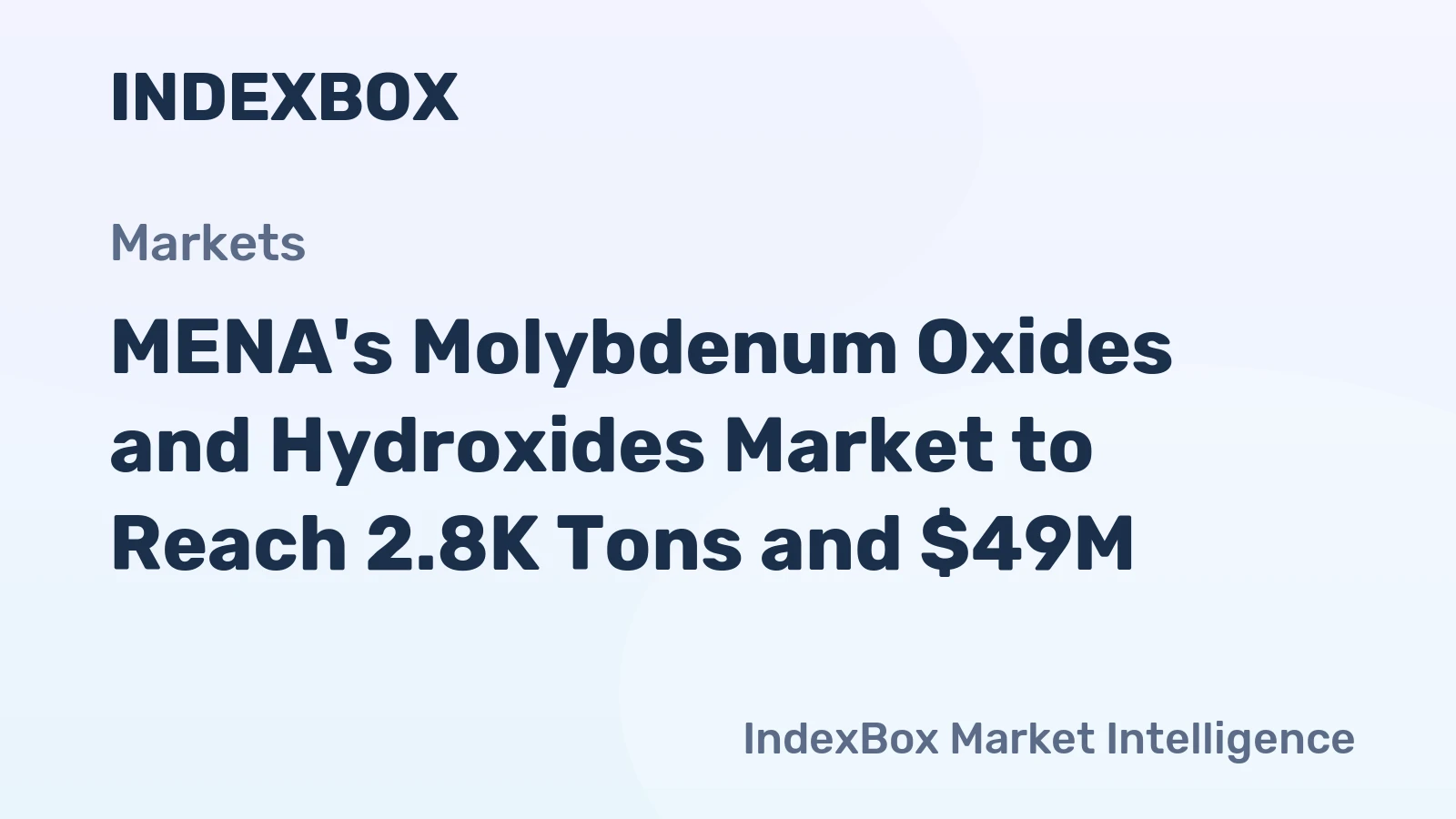MENA's Molybdenum Oxides and Hydroxides Market to Reach 2.8K Tons and $49M