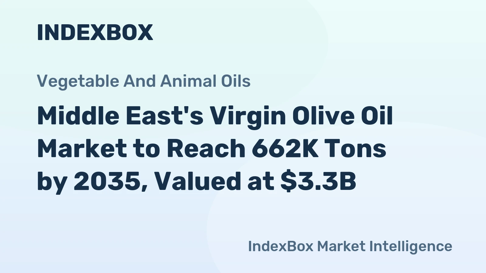 Middle East's Virgin Olive Oil Market to Reach 662K Tons by 2035, Valued at $3.3B