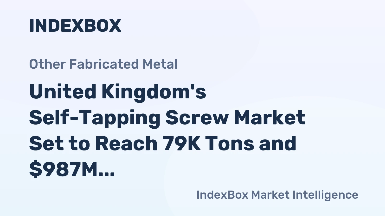 United Kingdom's Self-Tapping Screw Market Set to Reach 79K Tons and $987M in Value