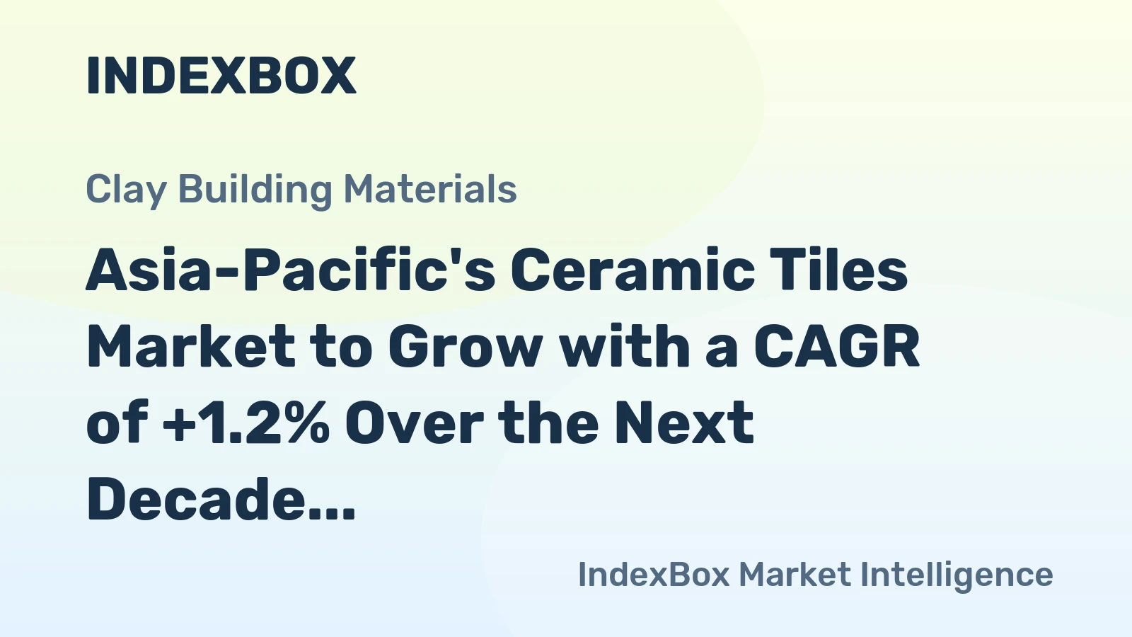 Asia-Pacific's Ceramic Tiles Market to Grow with a CAGR of +1.2% Over the Next Decade