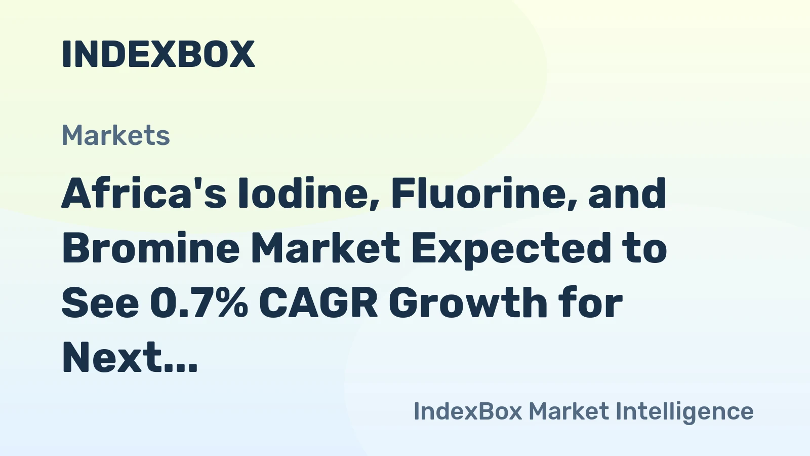 Africa's Iodine, Fluorine, and Bromine Market Expected to See 0.7% CAGR Growth for Next Decade, Reaching $13M by 2035