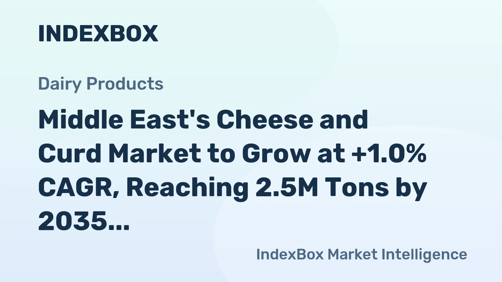 Middle East's Cheese and Curd Market to Grow at +1.0% CAGR, Reaching 2.5M Tons by 2035