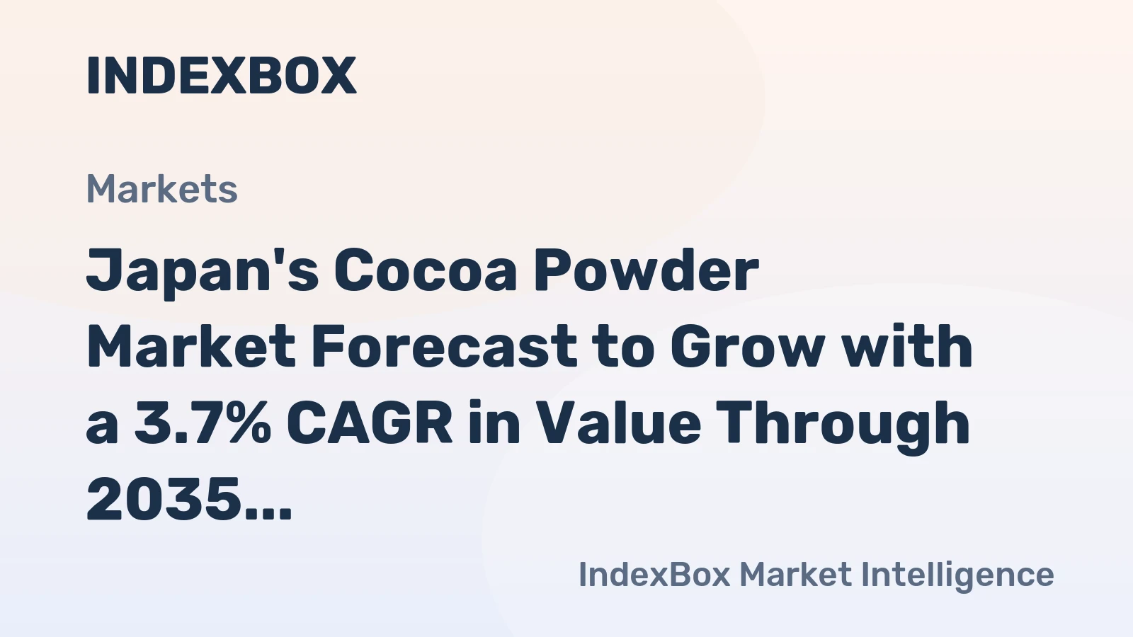 Japan's Cocoa Powder Market Forecast to Grow with a 3.7% CAGR in Value Through 2035