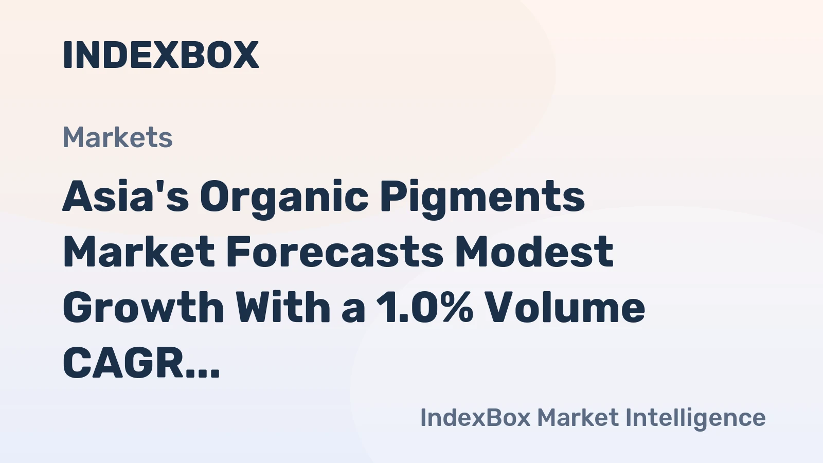 Asia's Organic Pigments Market Forecasts Modest Growth With a 1.0% Volume CAGR Through 2035