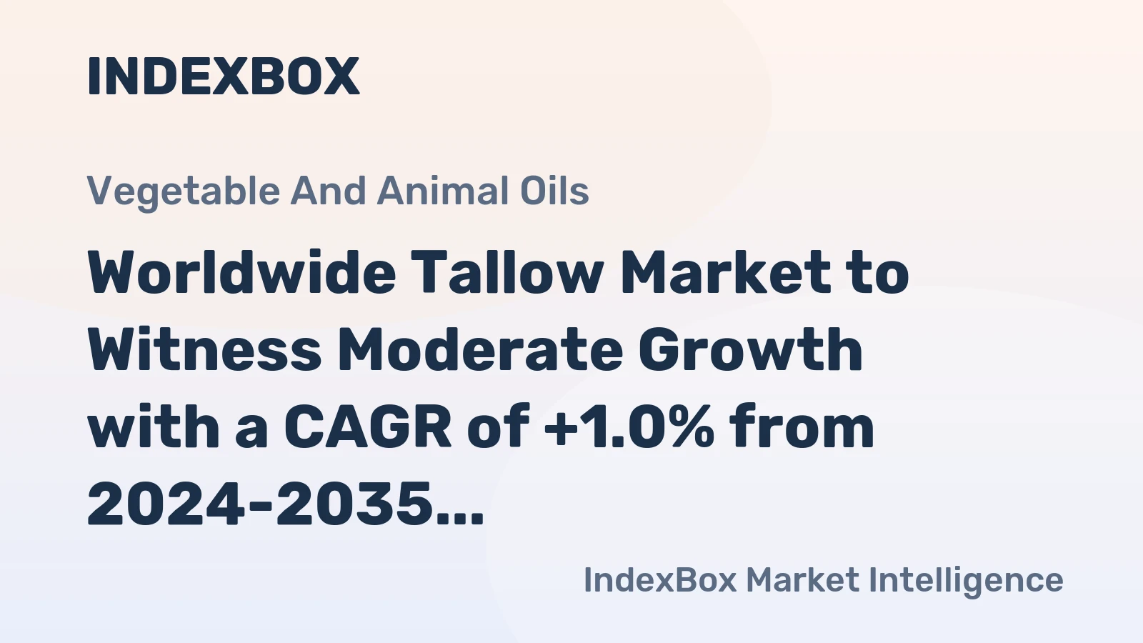 Worldwide Tallow Market to Witness Moderate Growth with a CAGR of +1.0% from 2024-2035
