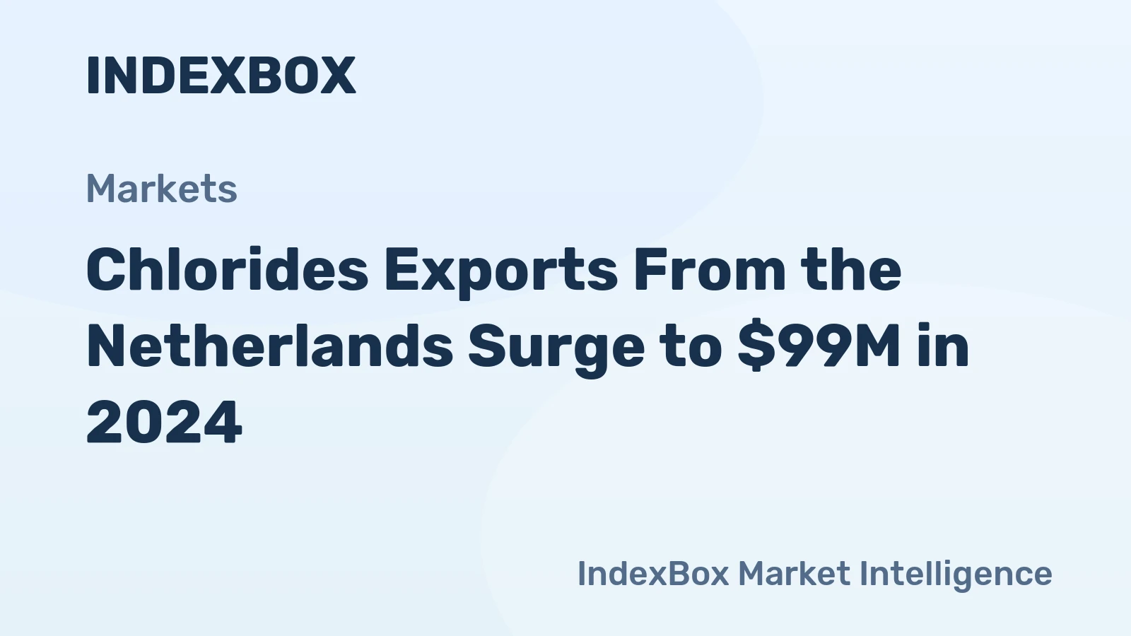 Chlorides Exports From the Netherlands Surge to $99M in 2024
