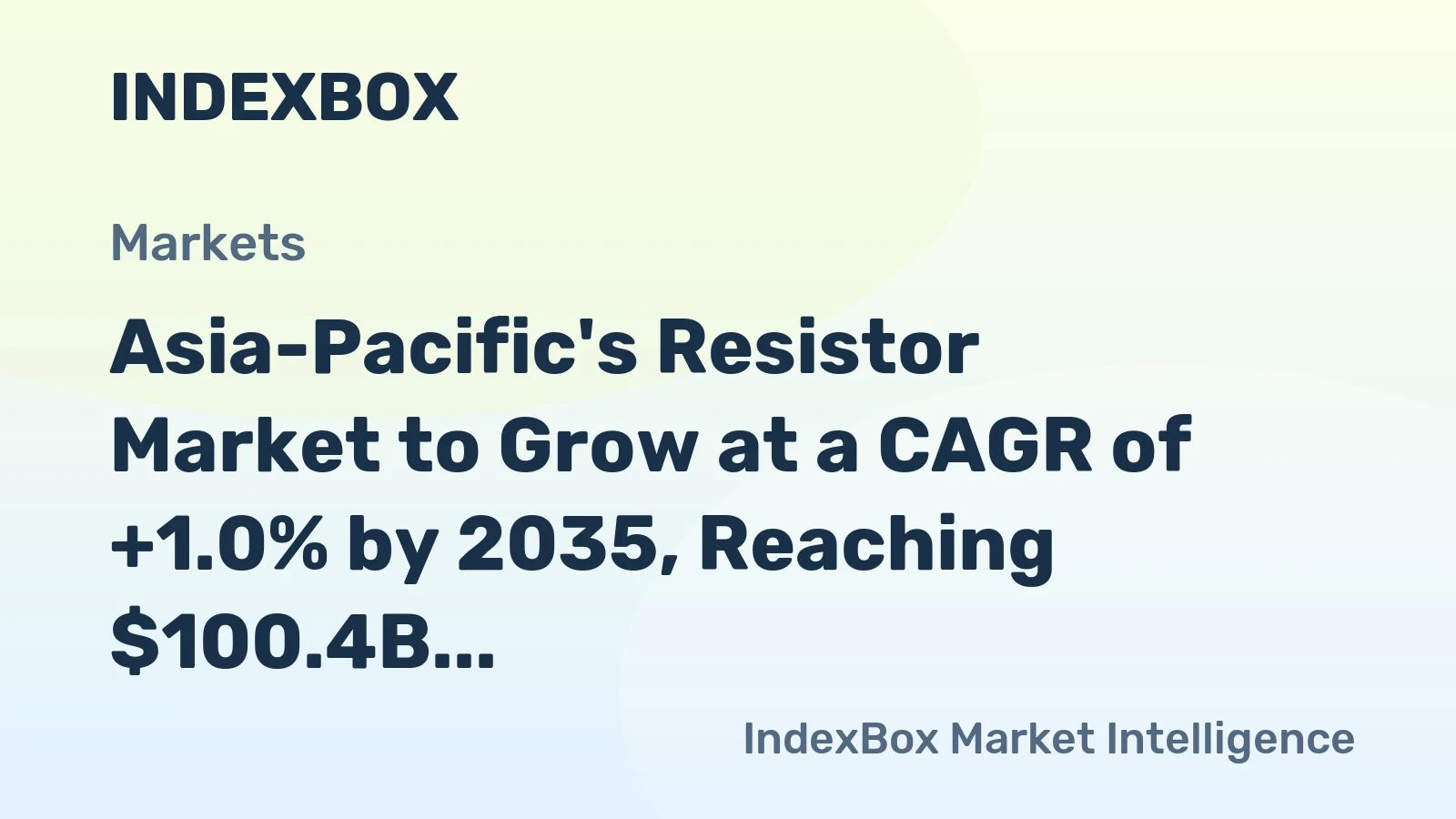 Asia-Pacific's Resistor Market to Grow at a CAGR of +1.0% by 2035, Reaching $100.4B in Value