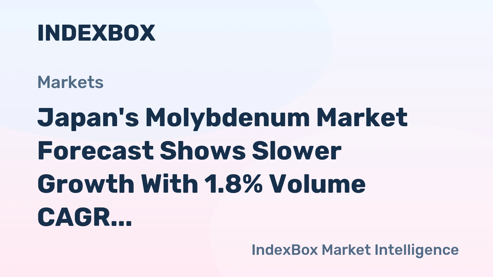 Japan's Molybdenum Market Forecast Shows Slower Growth With 1.8% Volume CAGR